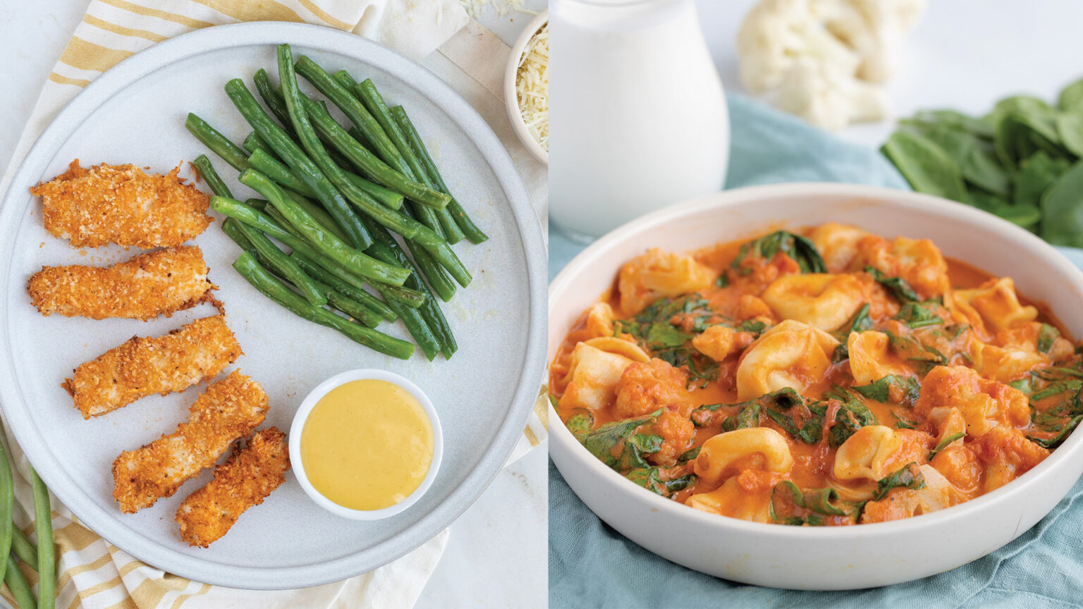 Cheese Tortellini And Cauliflower And Garlic Parmesan Chicken Tenders ...